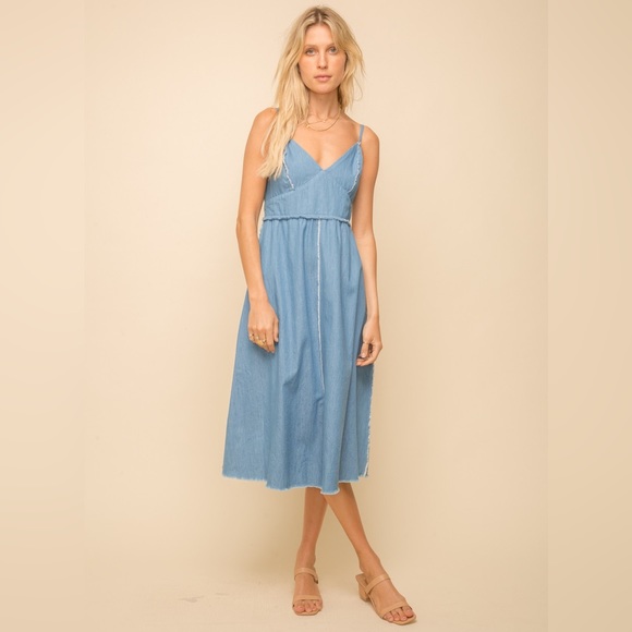 Hem & Thread | Dresses | Hem Thread Chambray Cami Dress Raw Edge Detail ...